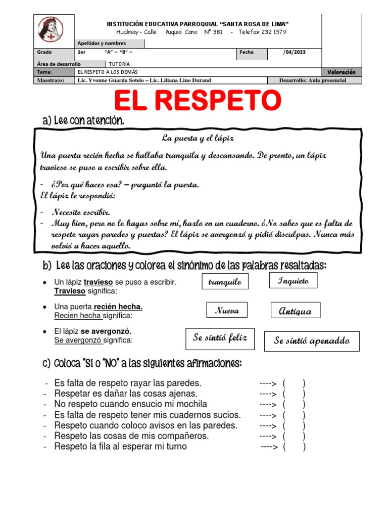 Respeto: No rayar las paredes | PDF