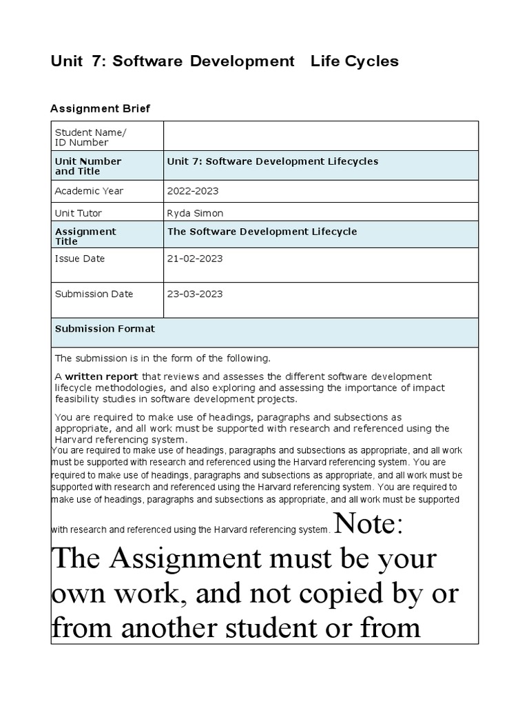 Unit7SDLC Assignment1 | PDF