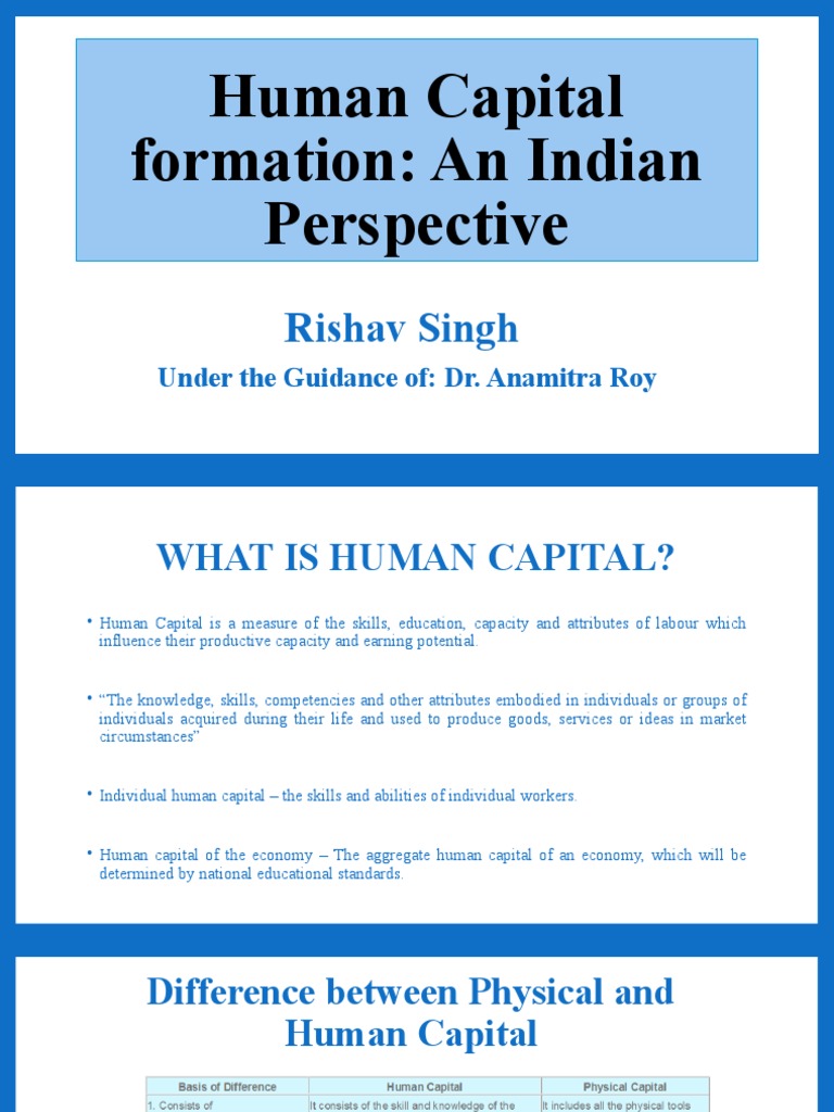 Human Capital Formation An Indian Perspective | PDF | Cost Of Living ...