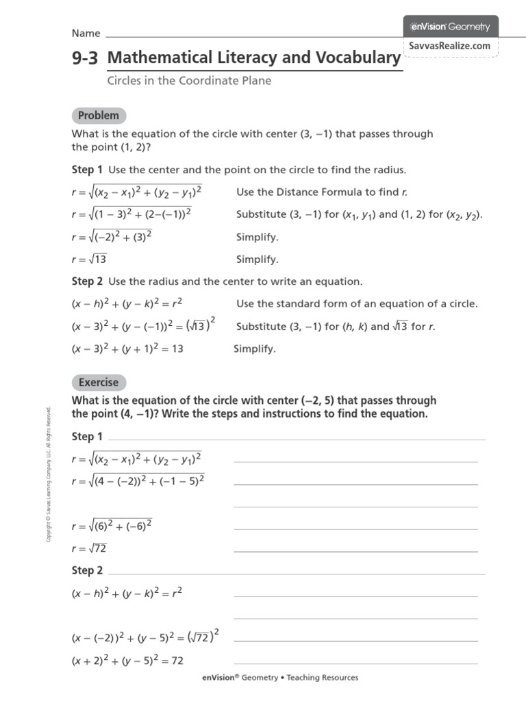 Math Literacy | PDF | Circle | Equations