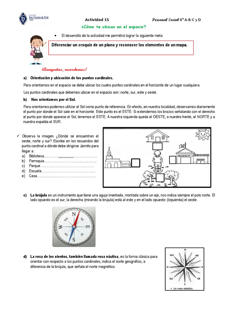 Ficha 15 Como Te Ubicas en El Espacio | PDF | Mapa | Brújula