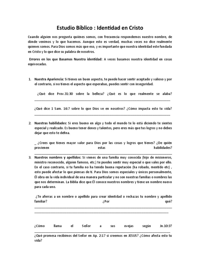 Identidad en Cristo: Estudio Bíblico | PDF