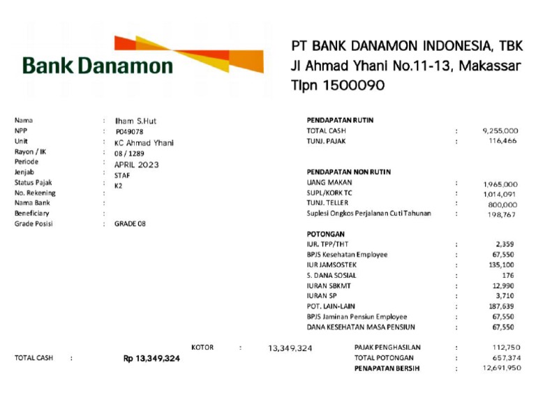 Slip Gaji April | PDF