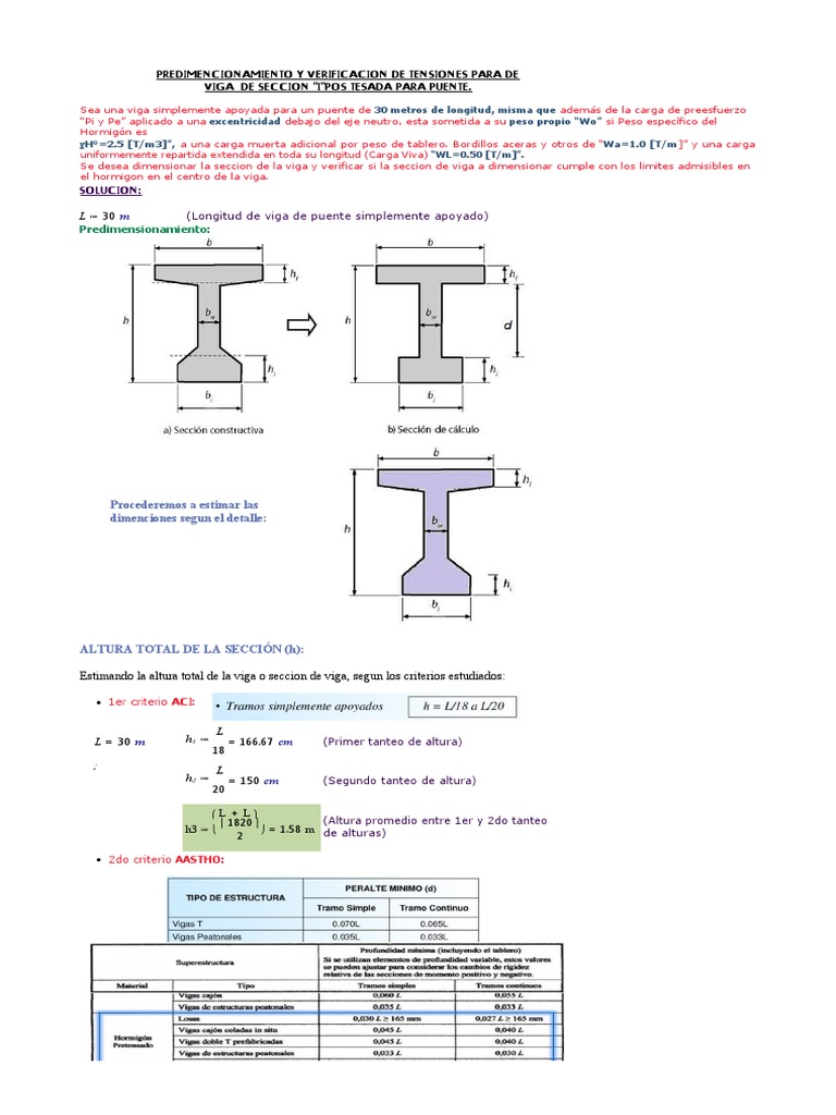 (Longitud de Viga de Puente Simplemente Apoyado) : S O L U C I O N | PDF | Viga (Estructura ...