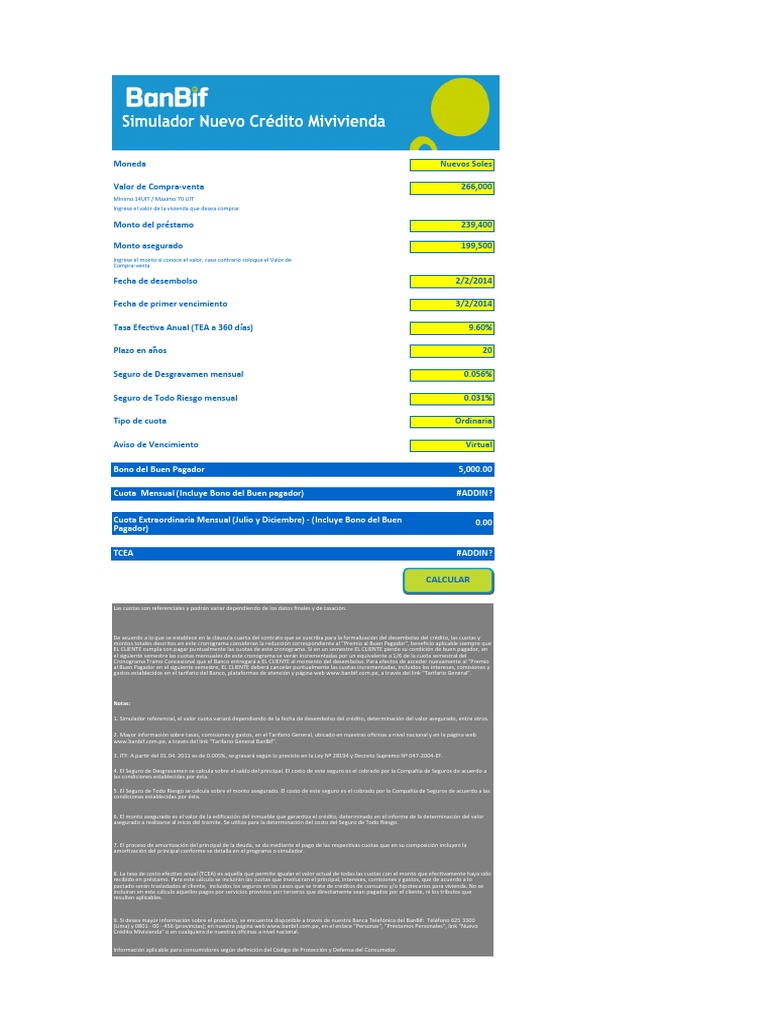 Simulador Nuevo CR Dito Mivivienda | PDF | Seguro | Finanzas y dinero
