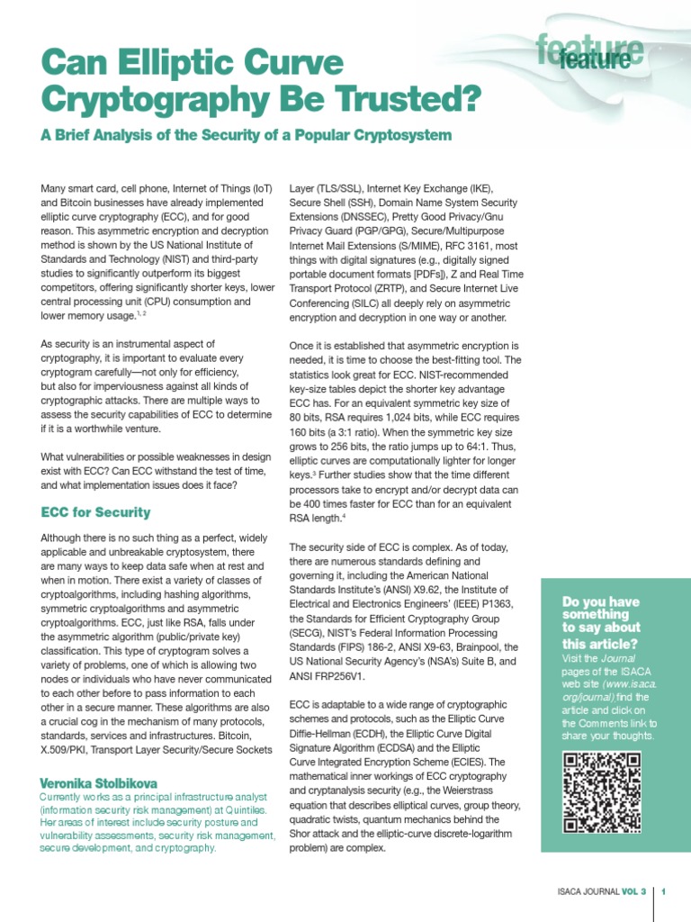Can Elliptic Curve Cryptography Be Trusted - Joa - Eng - 0516 | PDF ...