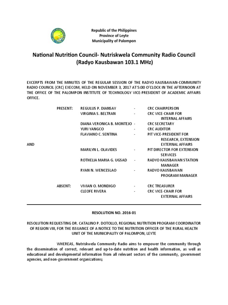 RK Resolution No. 1 | PDF