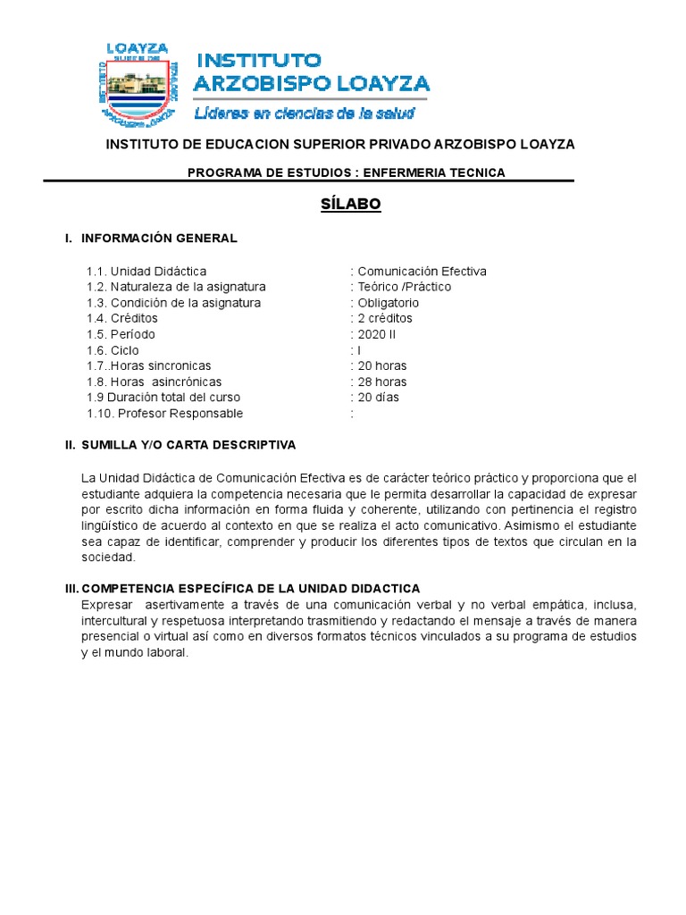Comparto '1 Ciclo SILABO DE COMUNICACIÓN EFECTIVA (3) ' Contigo | Descargar gratis PDF ...