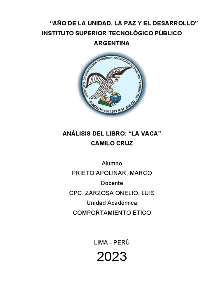 Análisis del libro "La Vaca" de Camilo Cruz | PDF
