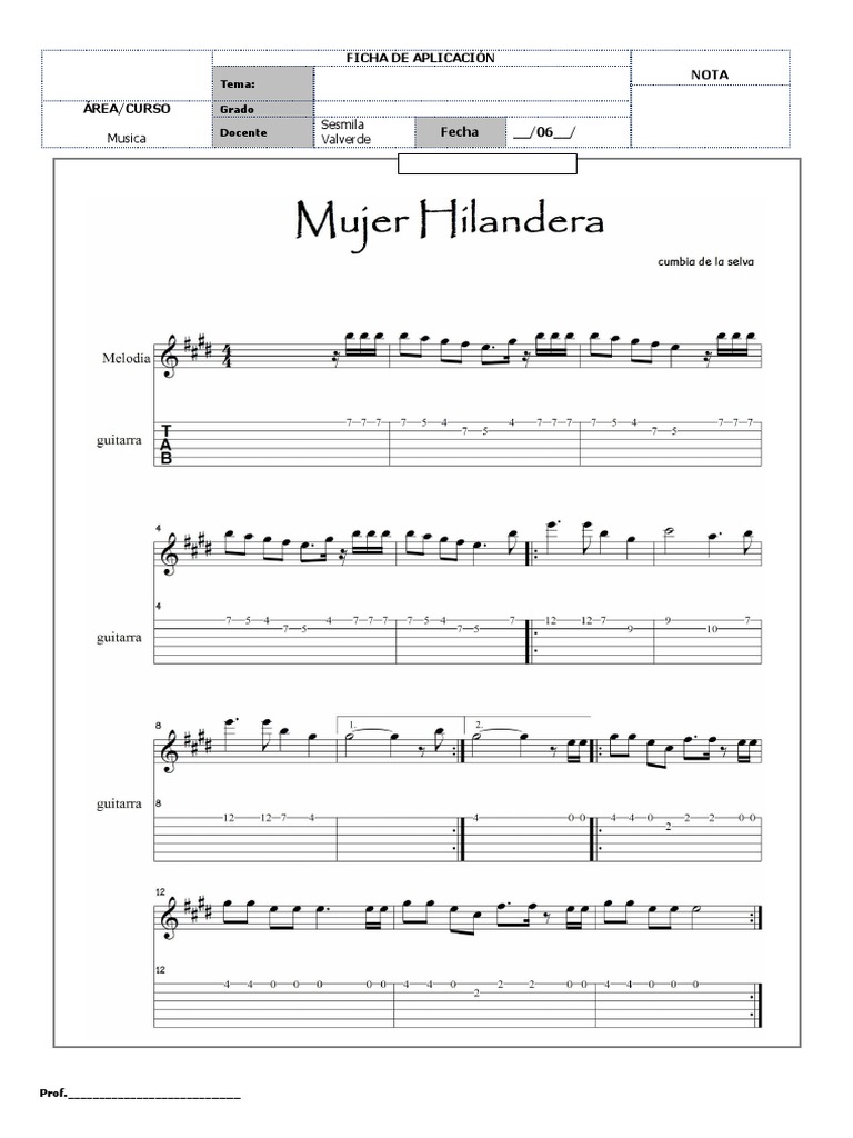 FICHA DE APLICACIÓN Mujer Hilandera | PDF