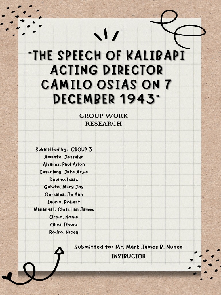 The Speech of KALIBAPI Acting Director Camilo Osias On 7 December 1943 ...