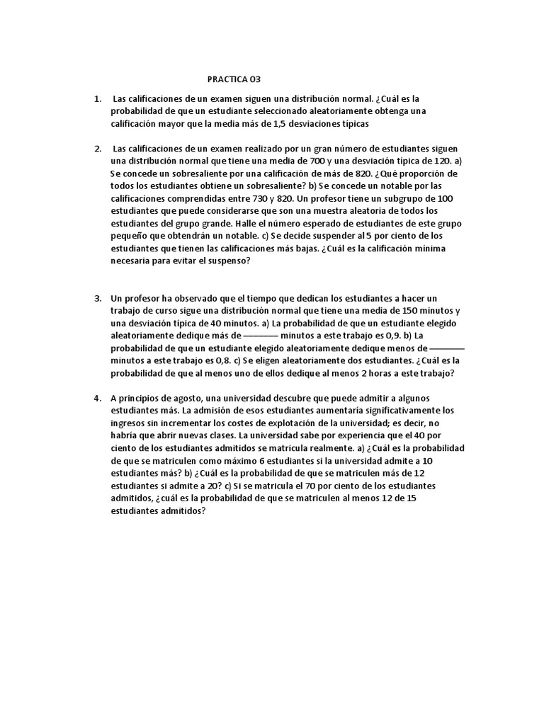 Ejercicios Estadidt. - Sem3 | PDF