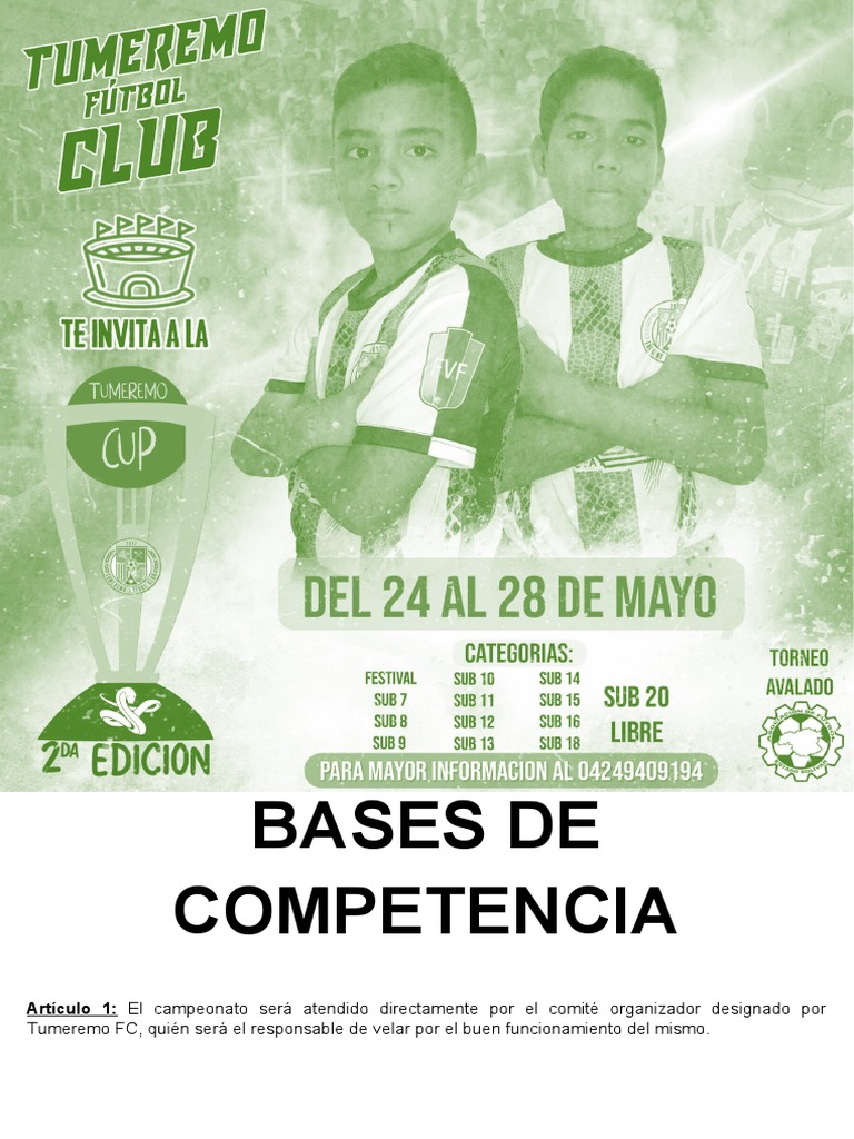Bases Tumeremo Cup 2023 | PDF | Asociación de Futbol | Deportes