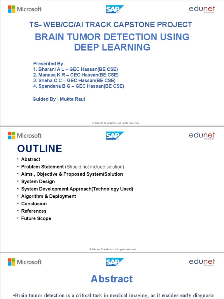 Brain Tumor Detection Using Deep Learning: Ts-Web/Cc/Ai Track Capstone Project | PDF | Deep ...