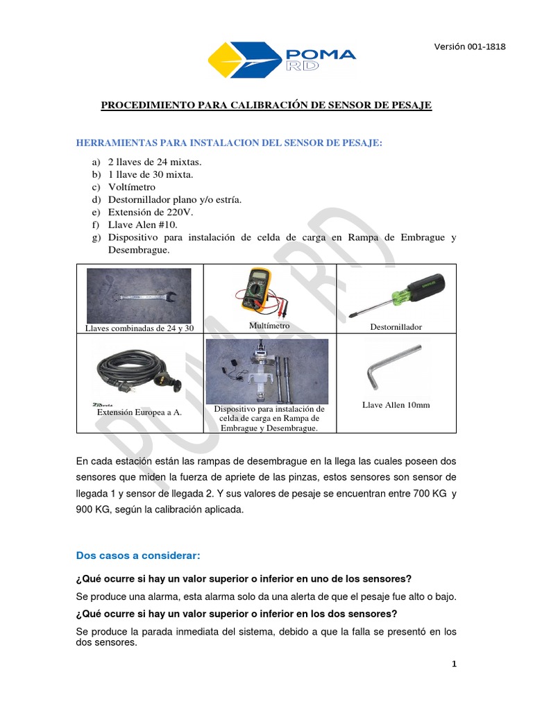Procedimiento Calibracion Sensor de Pesaje Version Actualizada 1.1 ...