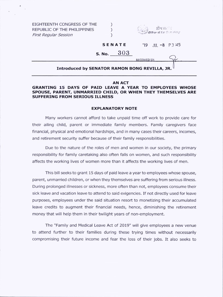 Family and Medical Leave Act 2019 | PDF | Employment | Sick Leave