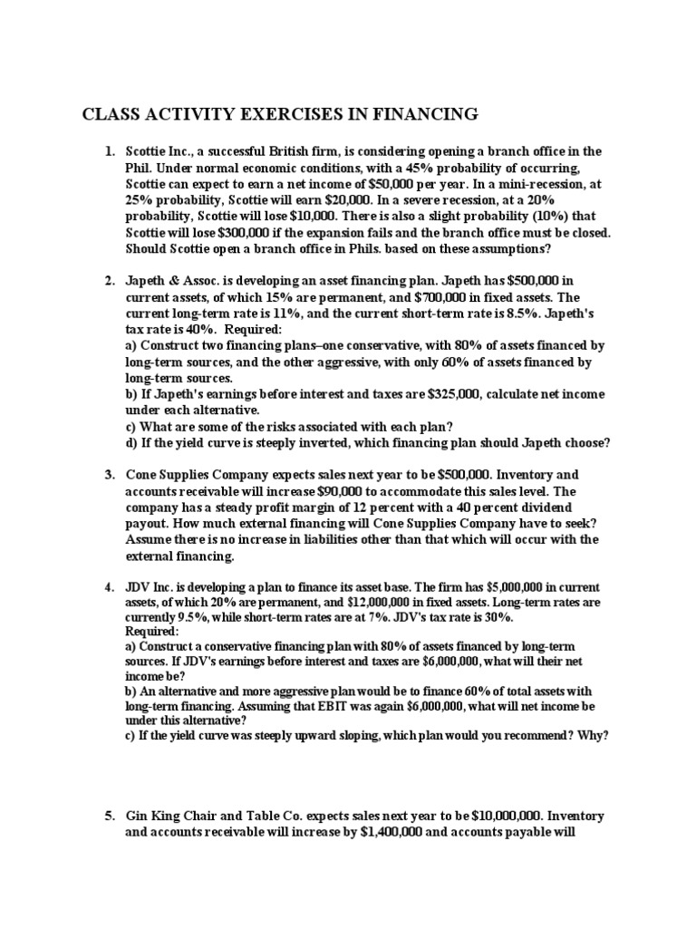 Class Activity Exercises in Financing | Download Free PDF | Interest ...