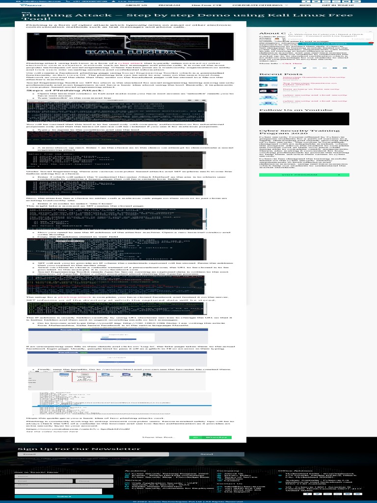 Phishing Attack - Step by Step Demo Using Kali Linux Free Tool! | PDF