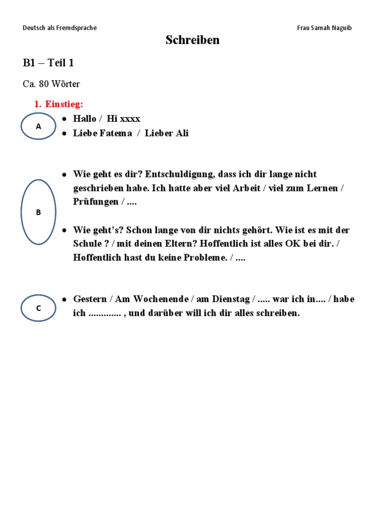 Schreiben B1 Teil 1 E-Mail | PDF