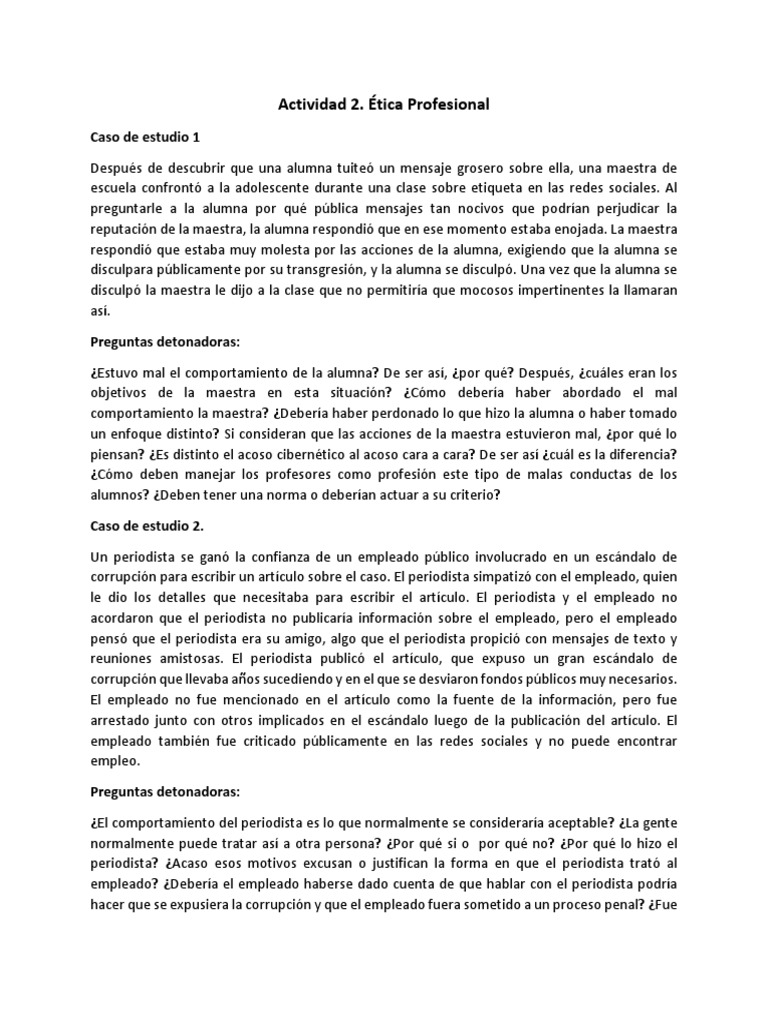 Actividad 2 Etica Profesional | PDF | Corrupción política