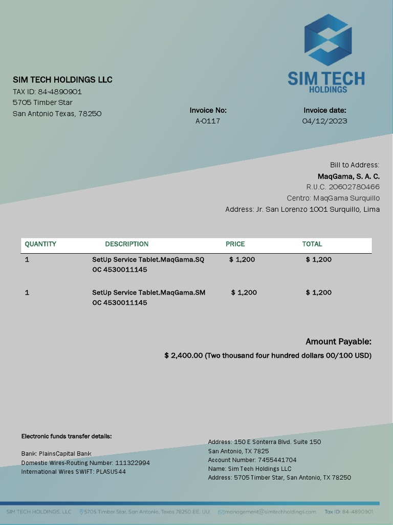 Sim Tech Holdings-Invoice A0117 MAQGAMA | PDF