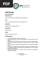 QHSE Manager Job Description | PDF | Quality Assurance | Occupational ...