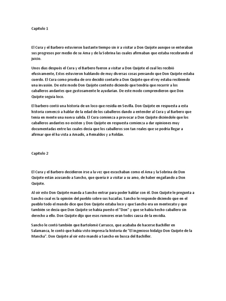 Don Quijote Resumen Segunda Parte | PDF | Don Quijote