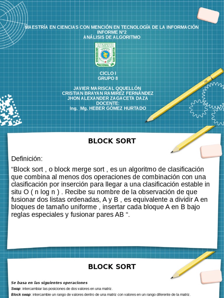 Presentacion Block Sort | PDF | Almacenador intermediario de datos ...