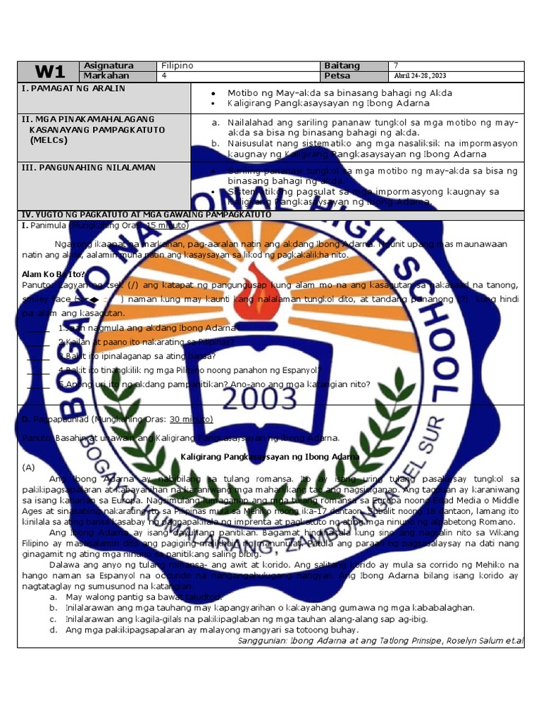 Q4-Filipino-7-Week 1 | PDF