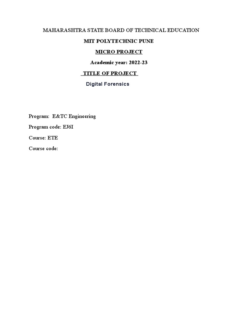 Ete Micro Project | PDF | Computer Forensics | Digital Forensics