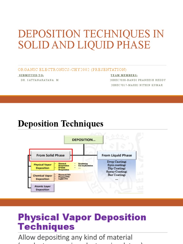 Organic DEPOSITION TECHNIQUES IN SOLID AND LIQUID PHASE | PDF | Thin ...