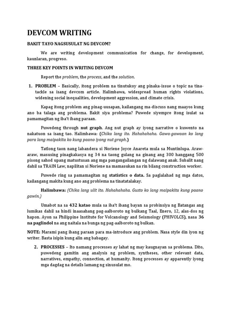 Devcom Writing Tips And Chikas Pdf