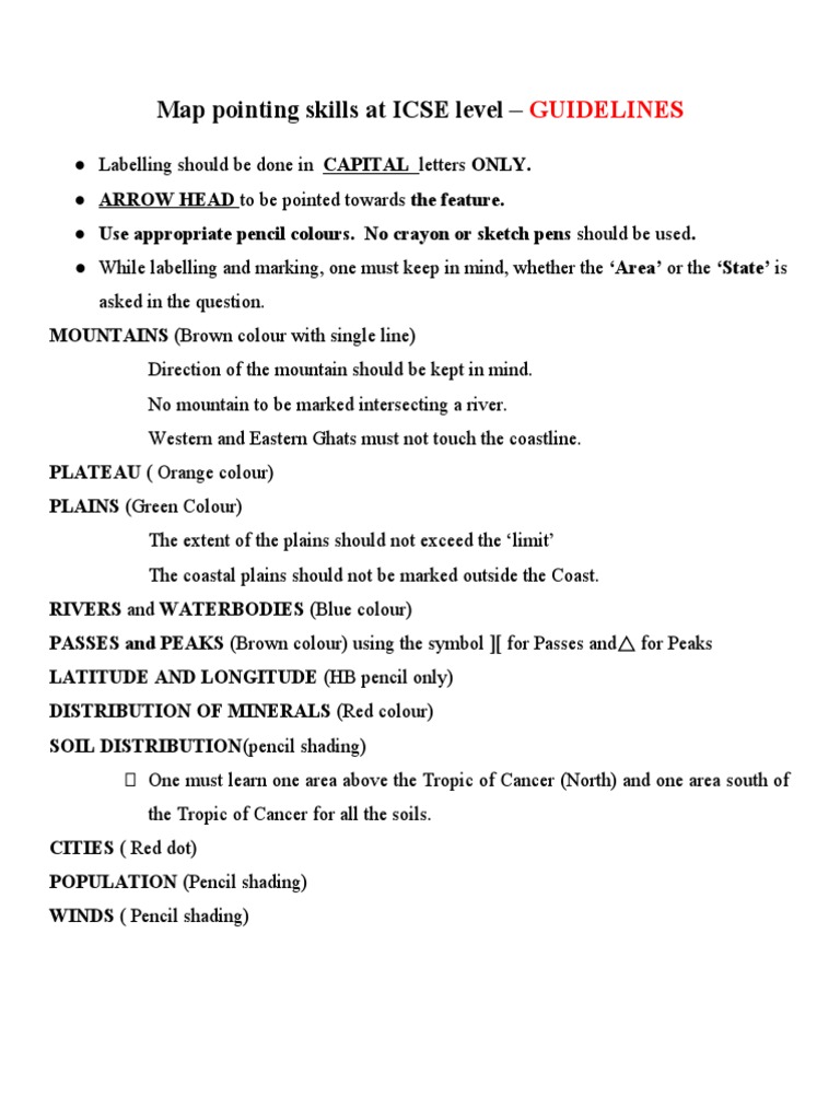 Maps Guidelines Icse | PDF