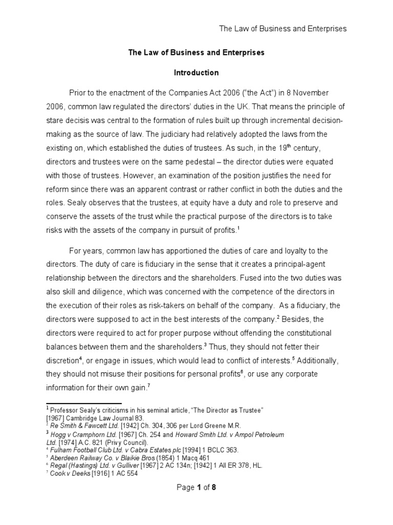 The Law of Business and Enterprises | PDF | Board Of Directors | Fiduciary