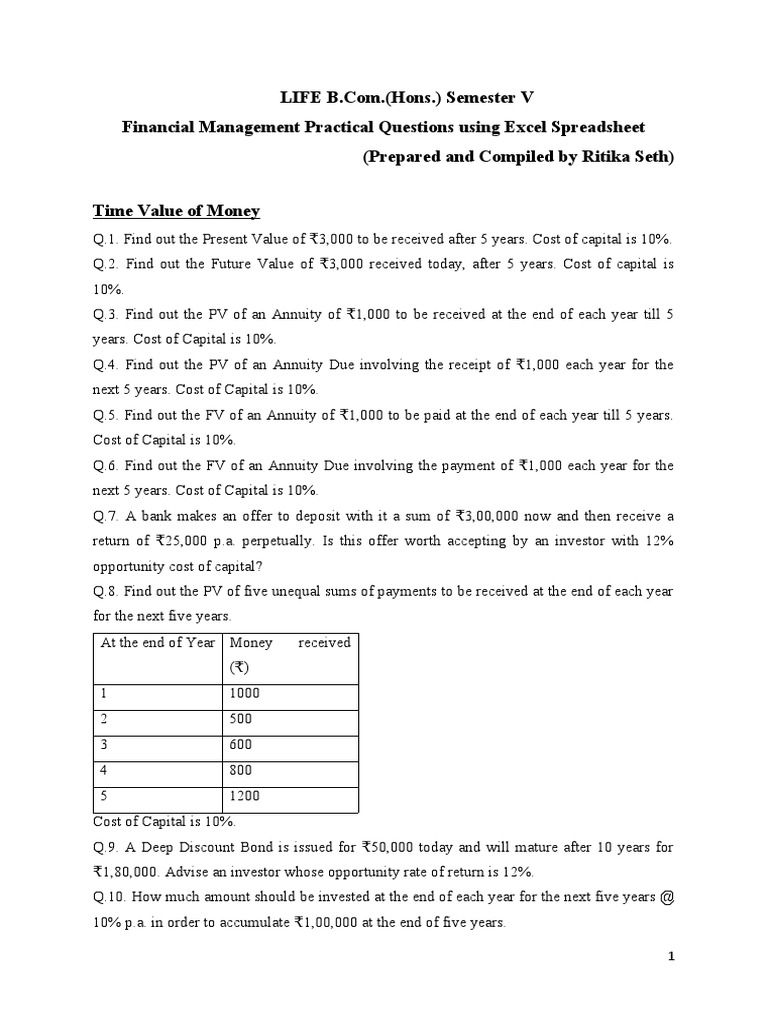 FM Practical Questions | PDF | Capital Budgeting | Net Present Value