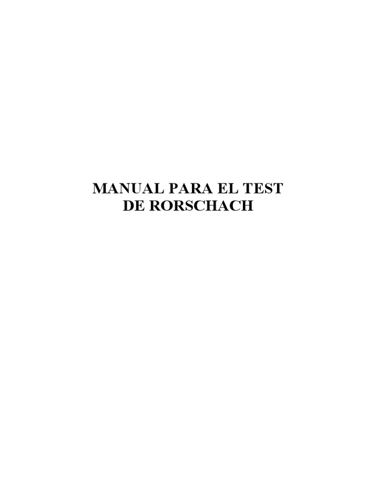 Manual para El Test de Rorschach | PDF