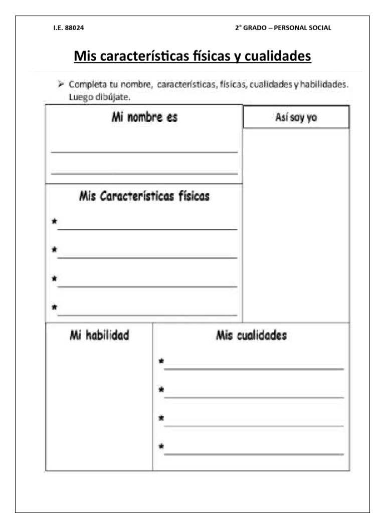 Mis Características Físicas y Cualidades: I.E. 88024 2° Grado ...