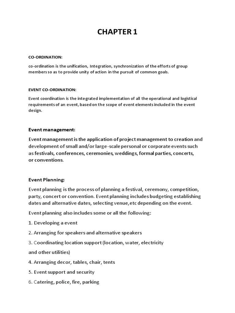 Event Co-Ordination Final Notes Final | PDF