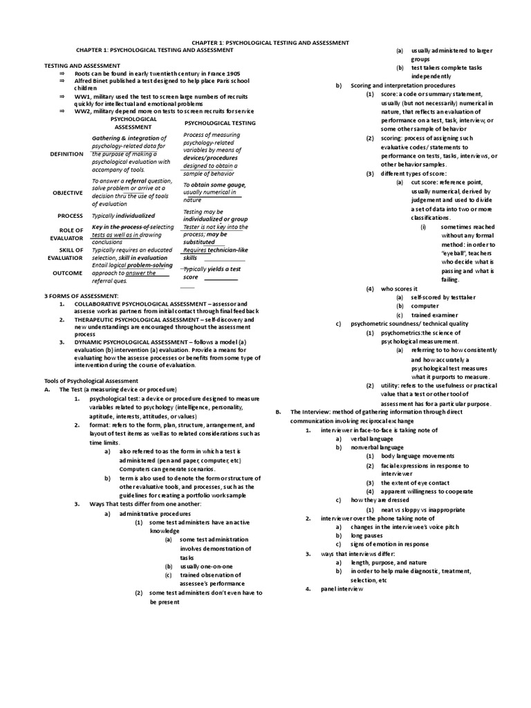 Cohen Summary of Psychological Assessment Notes | PDF | Psychology ... Cohen Summary of Psychological Assessment Notes | PDF | Psychology ...