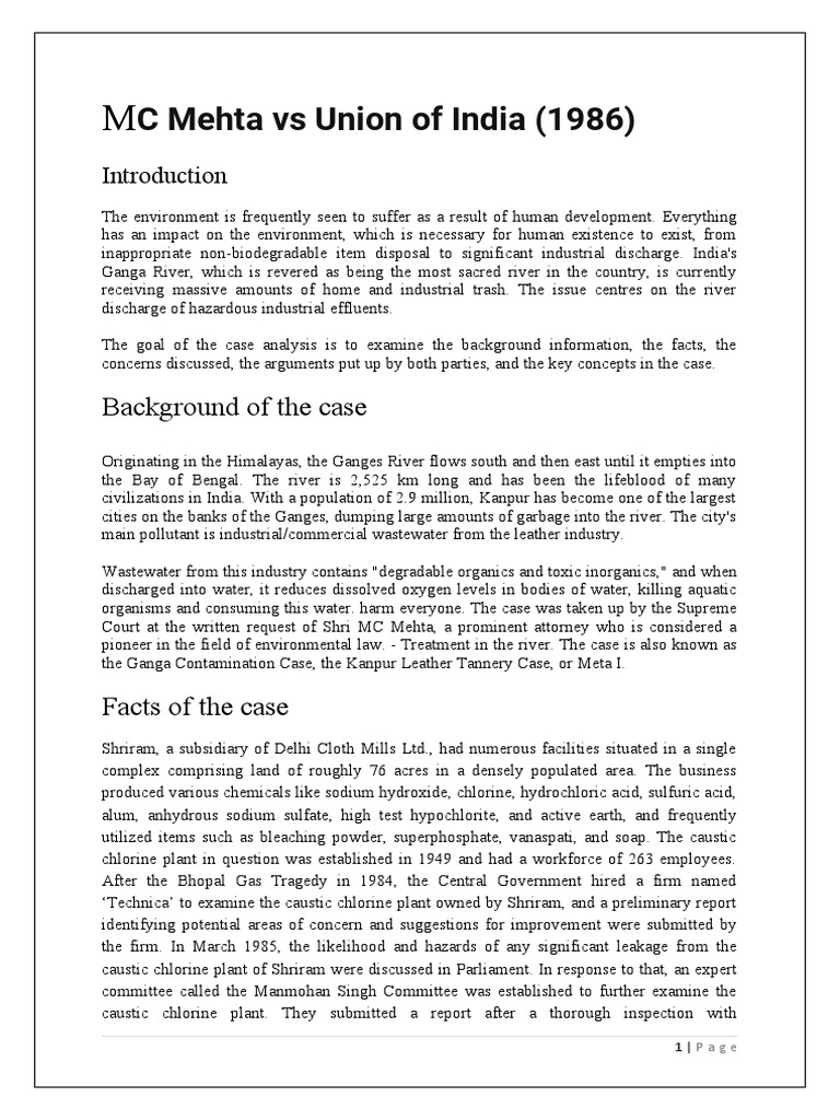 MC Mehta Vs Union of India 2222 | PDF