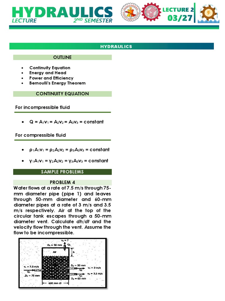 Hydraulics Lecture 2 Part 2 | PDF | Fluid Dynamics | Jet Engine
