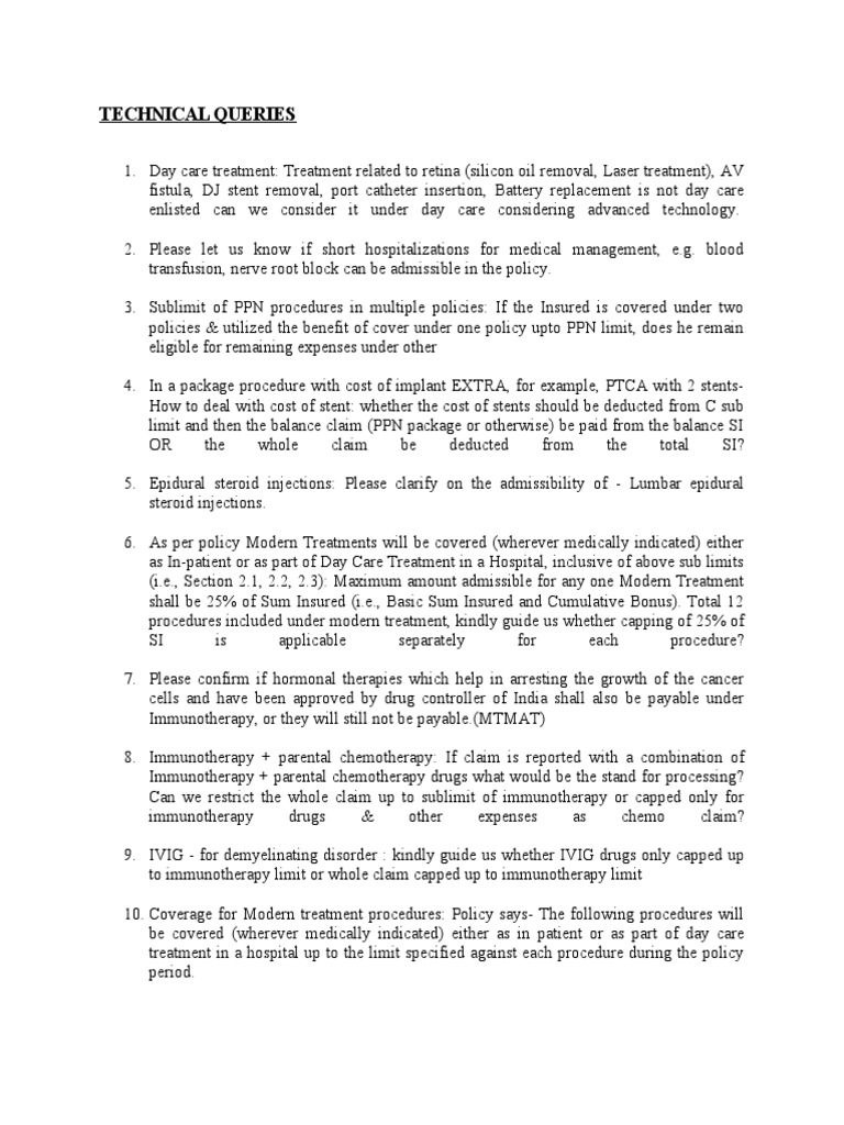 A Comprehensive Compilation of Technical Queries Regarding Coverage and ...