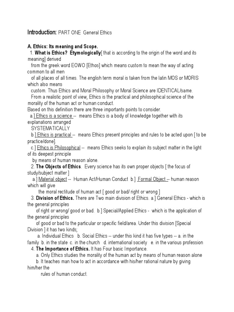 Introduction - PART ONE General Ethics | PDF | Morality | Science