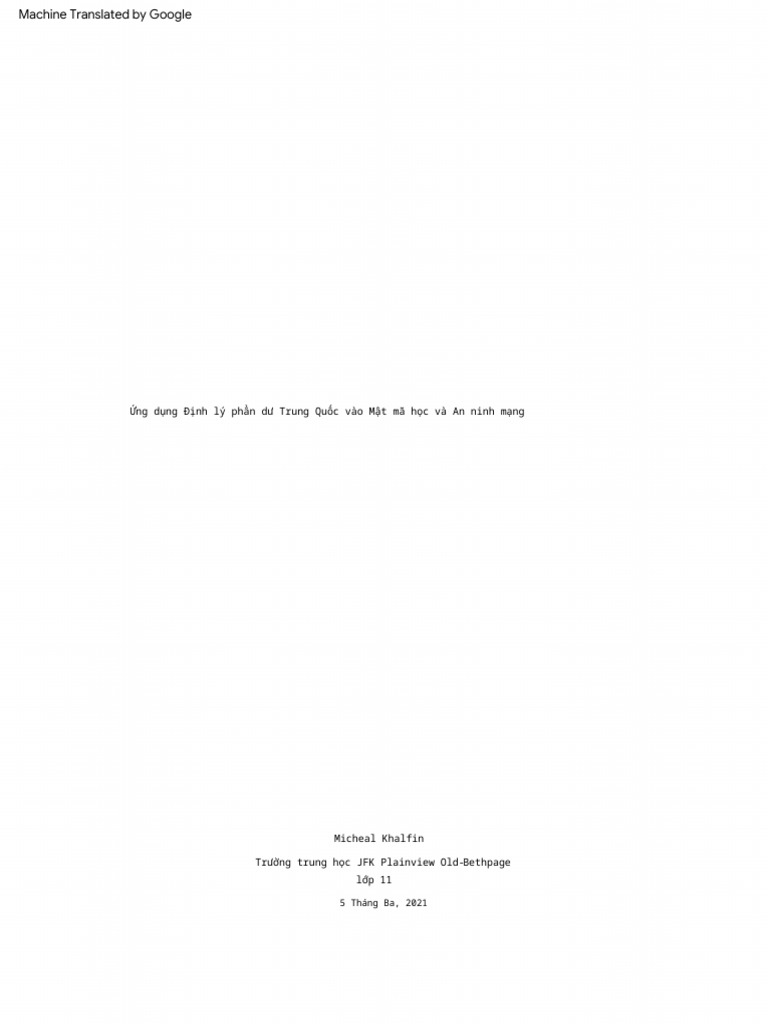 Chinese Remainder Theorem and Cryptography | PDF