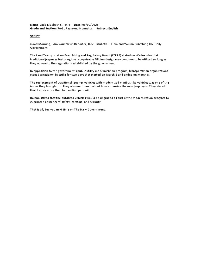 News Script | PDF | Business | Social Science