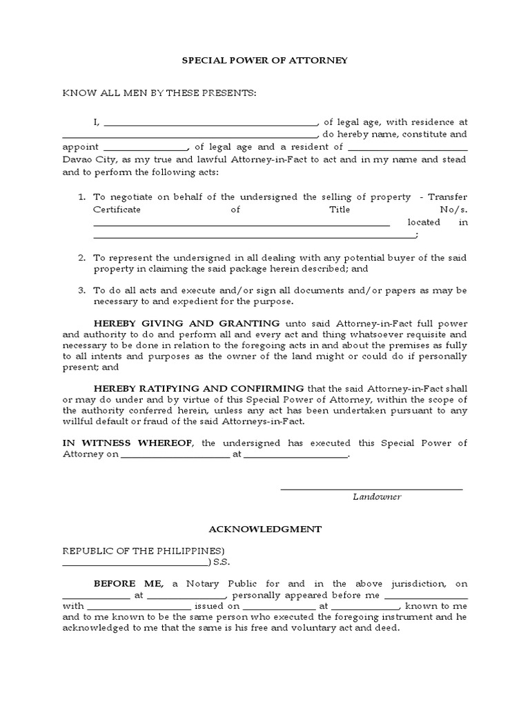 SPA - Sale of Land | Download Free PDF | Power Of Attorney | Government