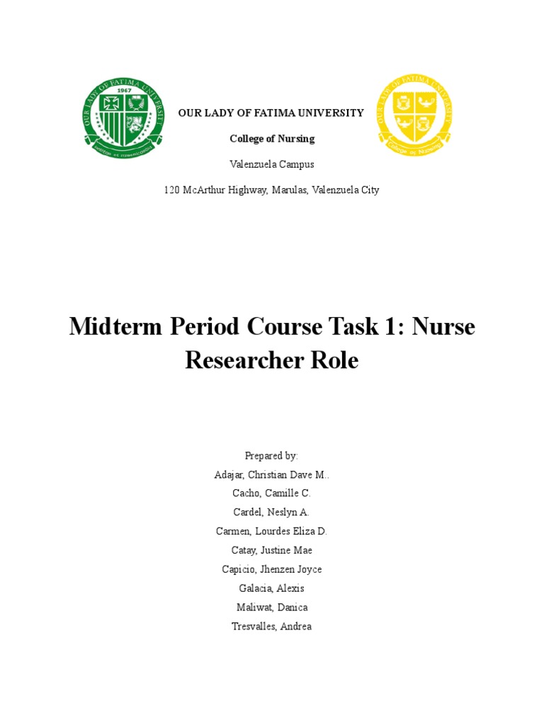 Midterm Period Course Task 2 Nurse Researcher Role. | PDF