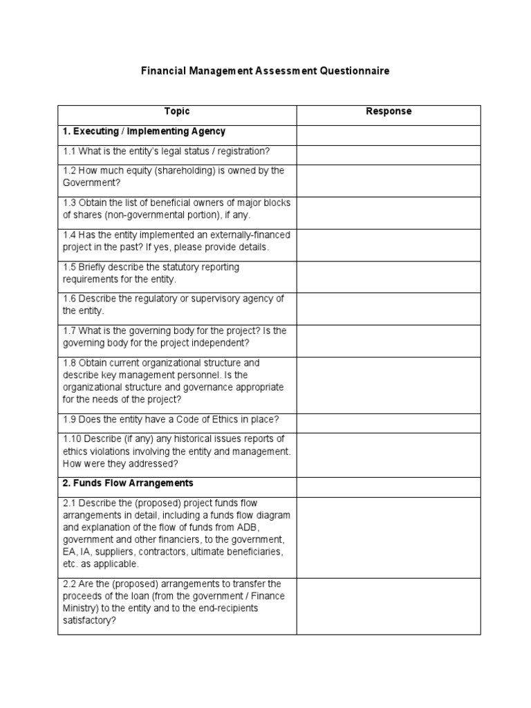 Financial Management Assessment Questionnaire | PDF | Audit | Financial ...