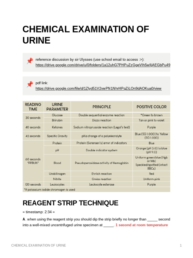 Chemical Examination of Urine | PDF | Ph | Glucose