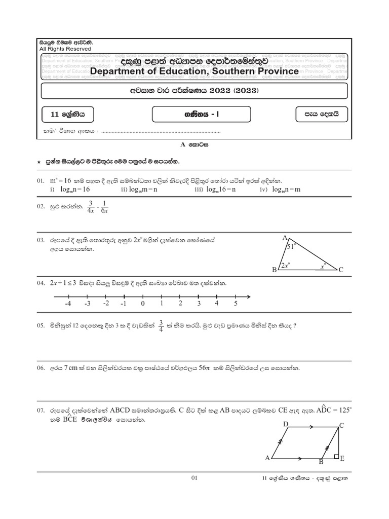 Grade 11 (1st) - 3rd Term Test Final Sinhala | PDF